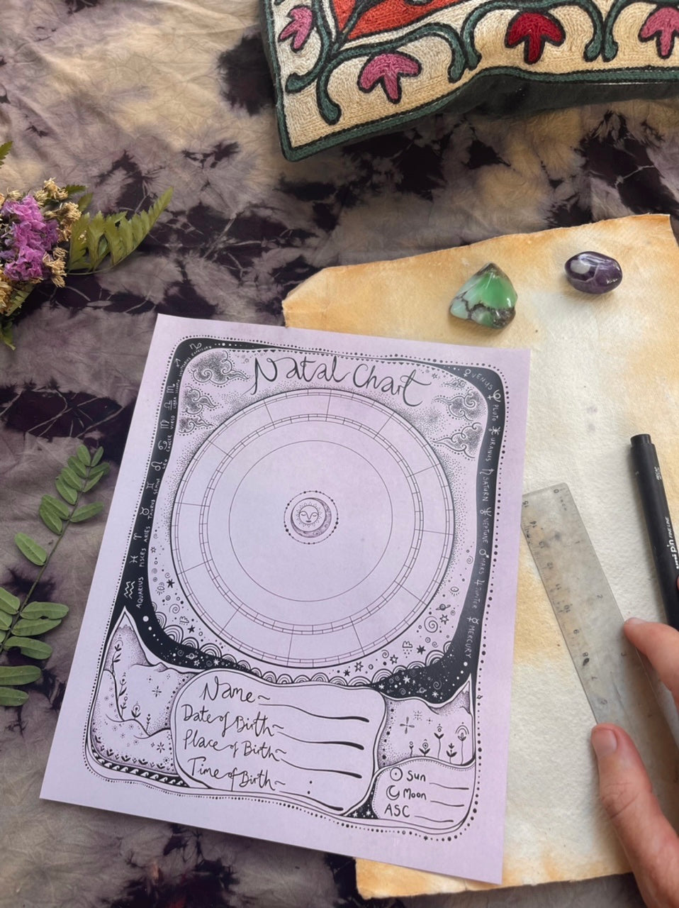 A Personalised Astrological Natal Chart - Digital Download | Ink & Earth